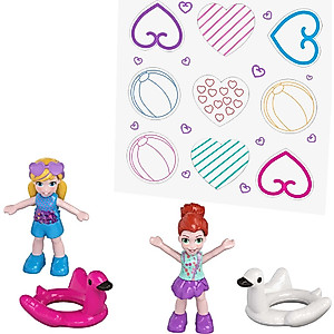 Polly Pocket Compact Playset, Flamingo Floatie with 2 Micro Dolls & Accessories, Travel Toy with Surprise Reveals