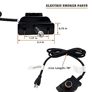 Adjustable Analog Control Power Cord, Thermostat Part Replacement for Masterbuilt Electric Smoker, Turkey Fryers, Grill Heating Elements