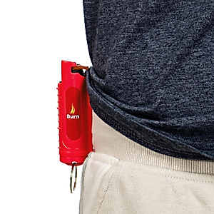 Burn Pepper Spray Keychain for Self Defense - Max Strength OC Spray - 1/2oz Molded Case Red