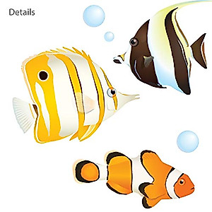 DECOWALL DS-8035 Coral Reef Fish Kids Wall Stickers Wall Decals Peel and Stick Removable Wall Stickers for Kids Nursery Bedroom Living Room (Small) décor