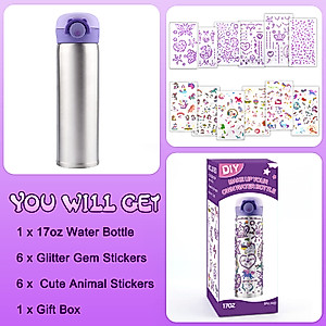 Decorate Your Own Water Bottle Kits for Girls Age 4-6-7-8-10-12, Valentines Day Gifts for Kids with Cute Stickers Arts and Crafts for School, Birthday Easter Gifts for Girls, Back to School Supplies