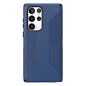 Speck Black Samsung Galaxy S22 Ultra Case - Drop Protection, Extra Grip, Scratch Resistant & Shock-Absorbent Case for Galaxy S22 Ultra - Slim Design Grip Case - Coastal Blue Black Storm Blue Presidio2