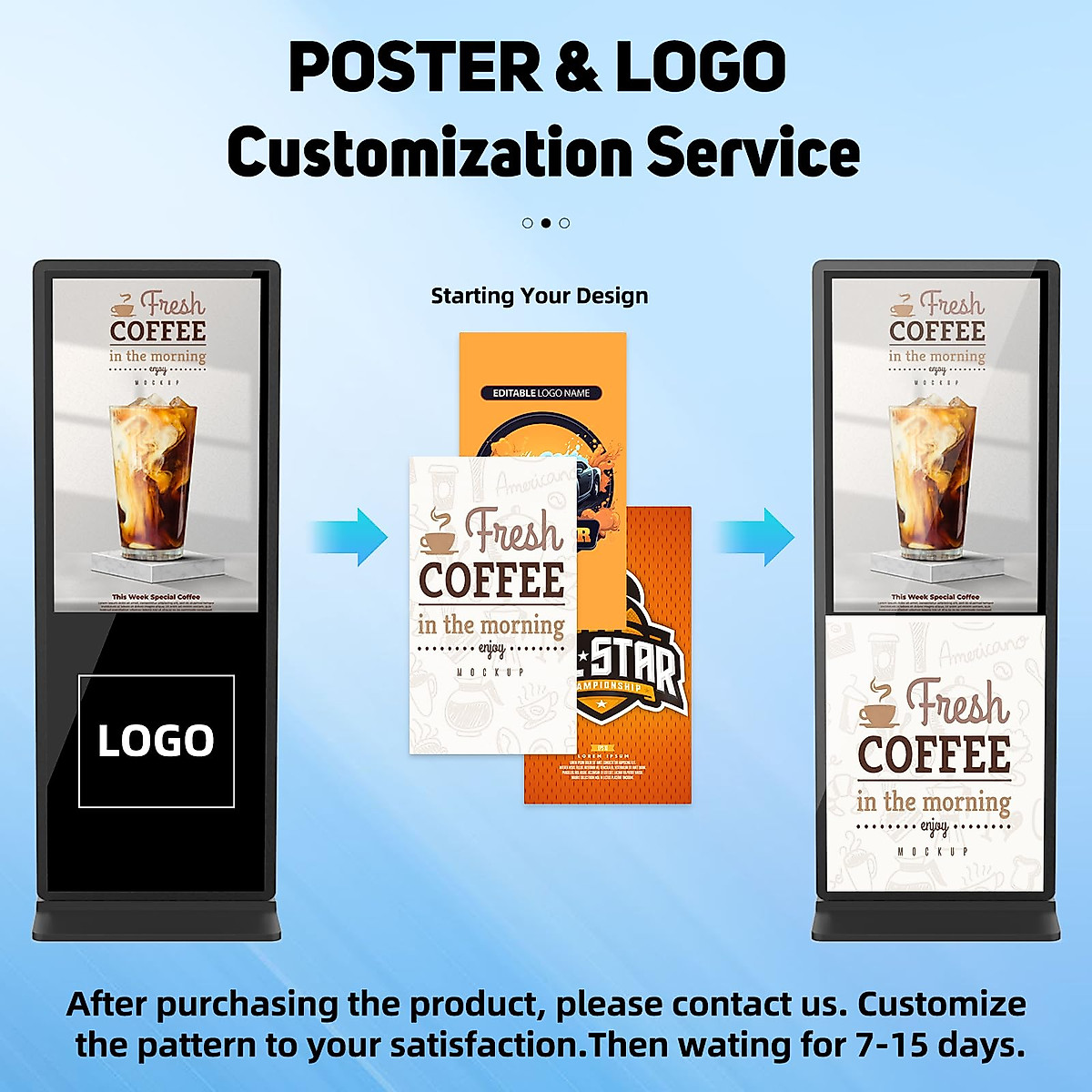 YCKJNB 49 inch Indoor Digital Signage 2K Touchscreen IPS Floor Standing Digital Kiosks Interactive Displays with WiFi HDMI/USB Input Auto AD Player, Android OS Black