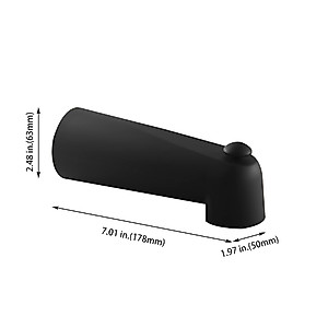 SENTO Slip On Black Universal Bathroom Tub Spout with Diverter, Durable Heavy Duty Metal Bathtub Faucet with Shower Diverter - 7 Inches 1/2" Copper Pipe, Matte Black