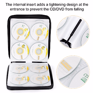 TIMCORR DVD Storage CD Case Holder: 160 Capacity CD Sleeves Black Disc Cases Binder for Car - CD Hard Organizer Box - Large DVD Wallet for Movie/Music/Game & Portable CD Book