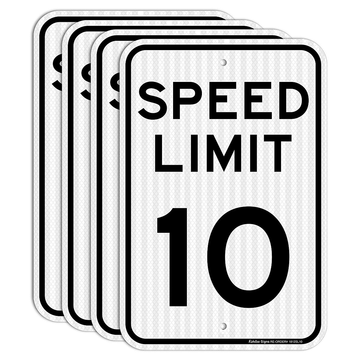 (4 Pack) Speed Limit 10 MPH Sign, Slow Down Sign, Traffic Signs,18 x 12 Inches Engineer Grade Reflective Sheeting, Rust Free Aluminum, Weather Resistant, Waterproof, Durable Ink, Easy to Mount