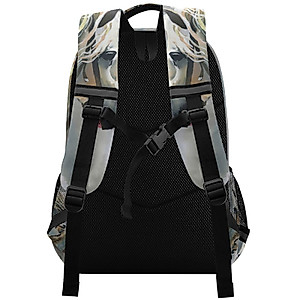 JIPONI Dreamy White Horse Backpack For Girls Boys School Kids Bookbag Travel Laptop Backpack Purse Daypack With Chest Strap