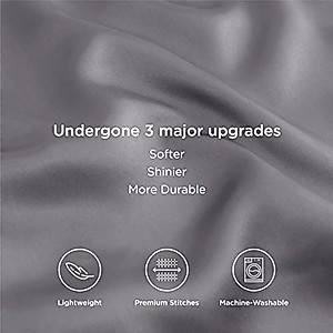 Bedsure Satin Pillowcase for Hair and Skin Queen - Dark Grey Silk Pillowcase 2 Pack 20x30 inches - Satin Pillow Cases Set of 2 with Envelope Closure, Gifts for Women Men