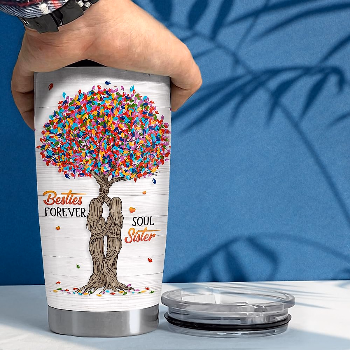 SANDJEST Best Friend Tumbler 20oz Besties Gifts for Women BFF Soul Sister Bestie Stainless Steel Insulated Tumblers Coffee Travel Mug Cup Friendship Gift for Birthday Christmas