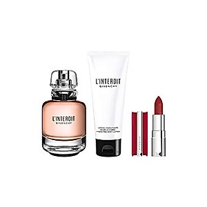 Givenchy L'interdit 3-Pieces Set for Women (2.6 Oz Eau De Parfume Spray + 2.5 Oz Hydrating Body Lotion + 0.5 Oz Lipstick)