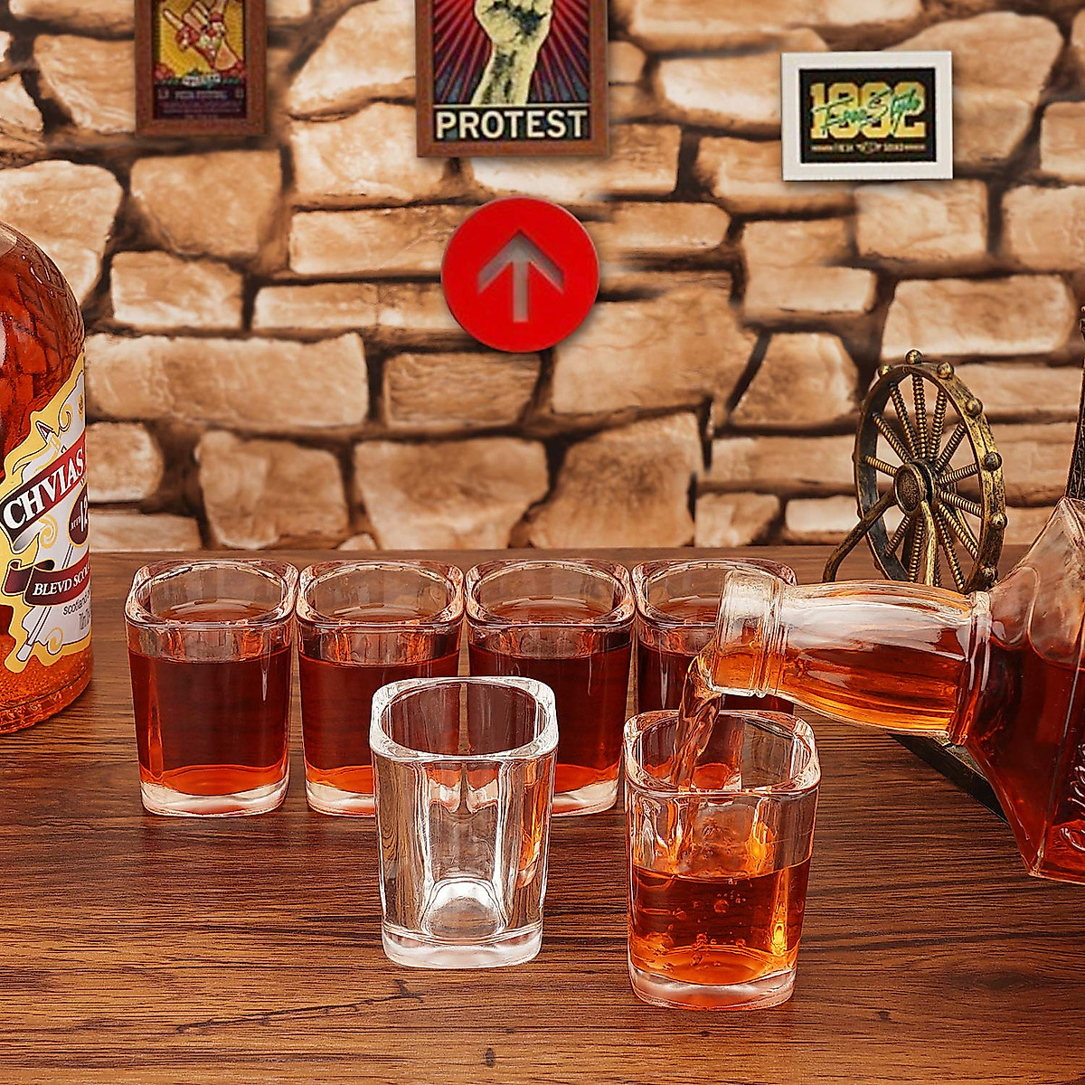 D&Z 6 Square Shot Glasses of Party, Bar, 2 oz Shooter Glass for Tequila and Vodka, Whiskey, Spirits, Liquors Shots ( 6 PCS )