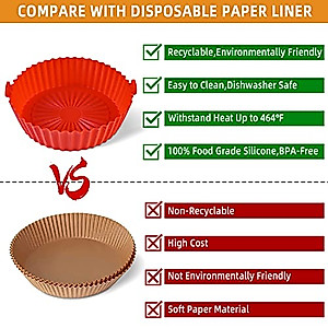 Air Fryer Silicone Pot - Air Fryer Oven Accessories - Replacement for Flammable Parchment Liner Paper - No Need to Clean the Air Fryer (Top: 6.3 inches - Bottom: 5.7 inches)(For 1 to 2 QT)
