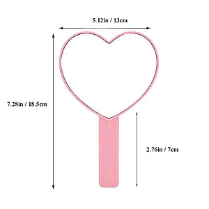 TBWHL Heart-Shaped Travel Handheld Mirror, Cosmetic Hand Mirror with Handle (Pink, 1Pack)