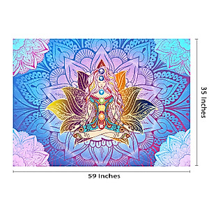 GOFRID Seven Chakra Meditation Tapestry 59x35IN Chakra Tapestry Bohemian Mandala Yoga Meditation Tapestry Seven Chakra Wall Art Modern Living Room Decoration Tapestry GOF001