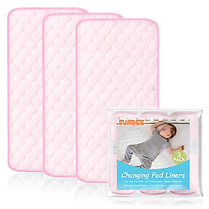 Waterproof Changing Pad Liners, 26" x 13" Hypoallergenic & Reusable Ultra Soft Changing Table Cover Liners , 3 Pack Portable Baby Diaper Change Mat - Pink