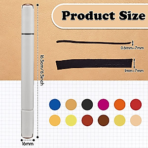 Teling 12 Packs Leather Dye Marker Pens Shoe Marker Leather Dual Tip Leather Touch up Pen for Repair Shoe Leather, 12 Colors