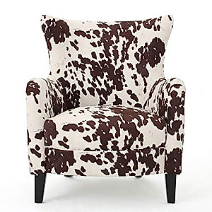 Christopher Knight Home Arabella Classic Velvet Club Chair, Milk Cow / Dark Brown