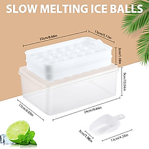 Ice Cube Tray, Silicone Apple Ice Ball Trays Maker, White Small Round Ice Mold for Cocktail, Juice, Whiskey, Freezer, Keep Drink Chille - Easy Release, ROHS and FDA (2 Ice Trays&1 Ice Box&1 Ice Scoop)