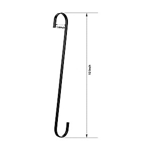 LuoQiuFa 12 inch Extra Large S Shaped Hooks, Heavy Duty Long S Hooks for Hanging Plant Extension Hooks for Kitchenware,Utensils,Pergola,Closet,Flower Basket,Garden,Indoor Outdoor Uses(Black2 Pack)