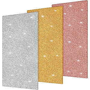 3 Pieces Glitter Acrylic Sheets for Laser Cutting Colored Plastic Panel Sheet Square Acrylic Sheets for DIY Projects, Logo, Decorations, Art Crafts, 6.3 x 11.4 Inch (Gold, Silver, Rose Gold)