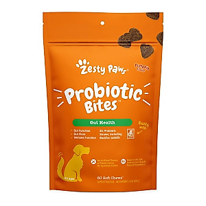 Probiotic Bites Soft Chews, Digestive Probiotics for Gut Flora & Immune Support for Dogs, Pumpkin Flavor 60 Count