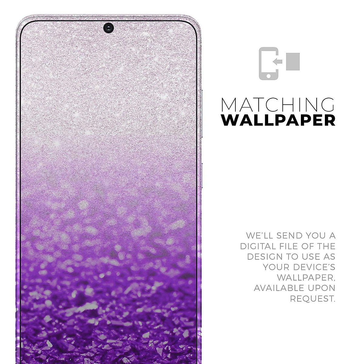 DesignSkinz Purple & Silver Glimmer Fade Protective Vinyl Decal Wrap Skin Cover Compatible with The Samsung Galaxy S20 (Screen Trim & Back Glass Skin)