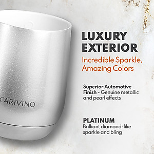 CARIVINO Luxury Wine Tumbler with Ceramic Interior, Genuine Cork Base & Tritan Lid, Advanced Vacuum Insulated Stainless Steel with Copper Coating and Premium Metallic/Pearl Finish, 12oz, Platinum