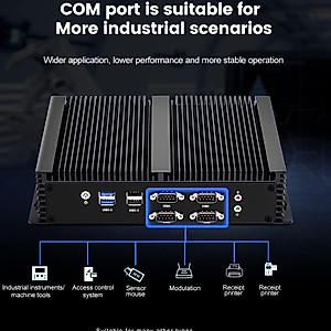 Fanless Mini PC Intel Core I7 Windows 10 Pro,16GB Ram 256GB SSD,6*COM Rs232,HDMI,VGA, 8*USB, 2.4G+5G Dual WiFi,Industrial Barebone Mini Desktop Computer
