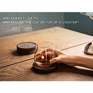 Wood Coaster for Drinks, 4.3 Inch, Set of 6, Absorbent and Insulation Felt Stackable Cup Holders, Coasters for Wooden Table, Designed by S1EGAN