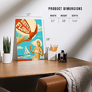 Lantern Press 12x18 Inch Metal Sign, Siesta Key, Florida, Beach Scene