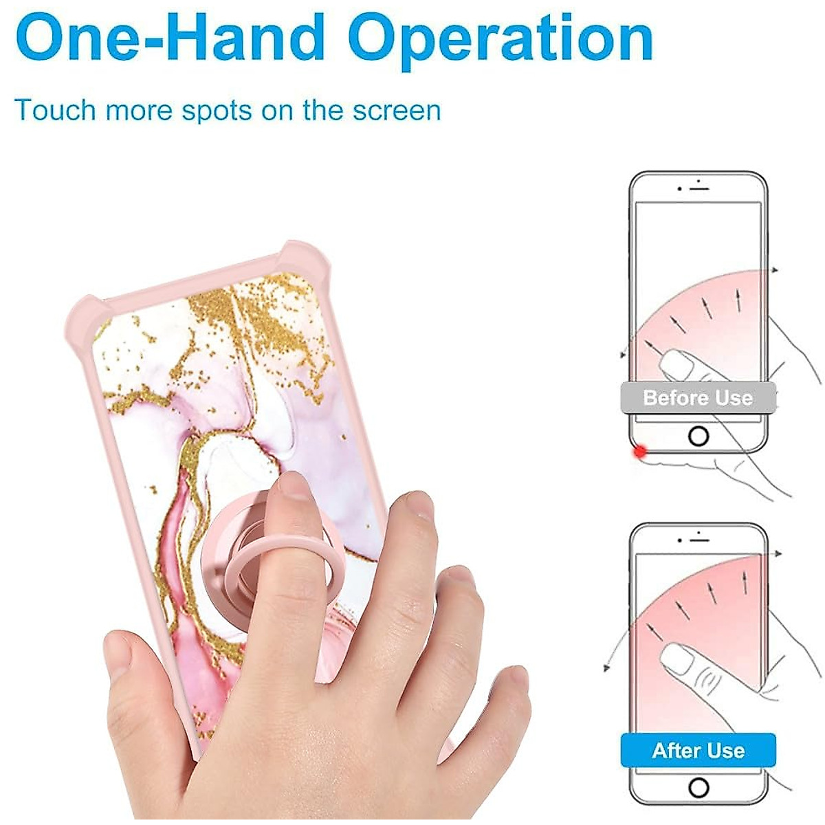 Aroepurt Case for Vortex HD65 Case Compatible with Vortex HD65 Phone Case Cover [with Tempered Glass Screen Protector][Hard PC + Soft Silicone][Ring Support] [Gold Glitter+Luminous] JSF-FDL