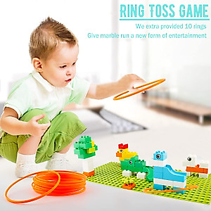 Anpcso 2-in-1 Kids Toys for 2 3 4 5 6 7 + Year Old Boys Girls Toddlers Upgrade Classic Big Bricks Marble Run Building Blocks, Toss Ring Games Compatible with All Major Brands for Christmas Birthday