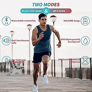 ReeRay Bone Conduction Headphones Wireless, R6 Open-Ear Sports Bluetooth5.3 Headset with Mic,Bone Conduction MP3 Player Built-in 16G Memory for Running Cycling Work Out