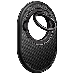 [2023 Newest] andobil Easyfly Magnetic Phone Grip [Strongest Magnet Power] Gym Cell Phone Finger Ring Holder Compatible with MagSafe iPhone 14 Pro Max 14 13 12, Rotate Kickstand, Carbon Fiber Design