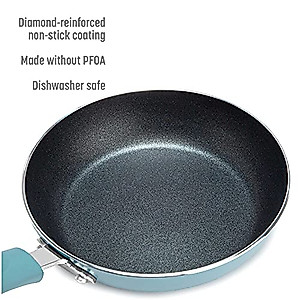 Goodful Cookware Set with Premium Non-Stick Coating, Dishwasher Safe Pots and Pans, Tempered Glass Steam Vented Lids, Stainless Steel Steamer, and Bamboo Cooking Utensils Set, 12-Piece, Turquoise