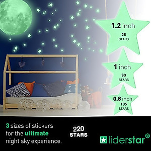 Glow in The Dark Stars and Moon for Ceiling, Luminous Stars and Moon Wall Decal, Wall Decor, Sticky Fluorescence Stars, Gift for boy and Girl Perfect for Kids Nursery Bedroom Living Room