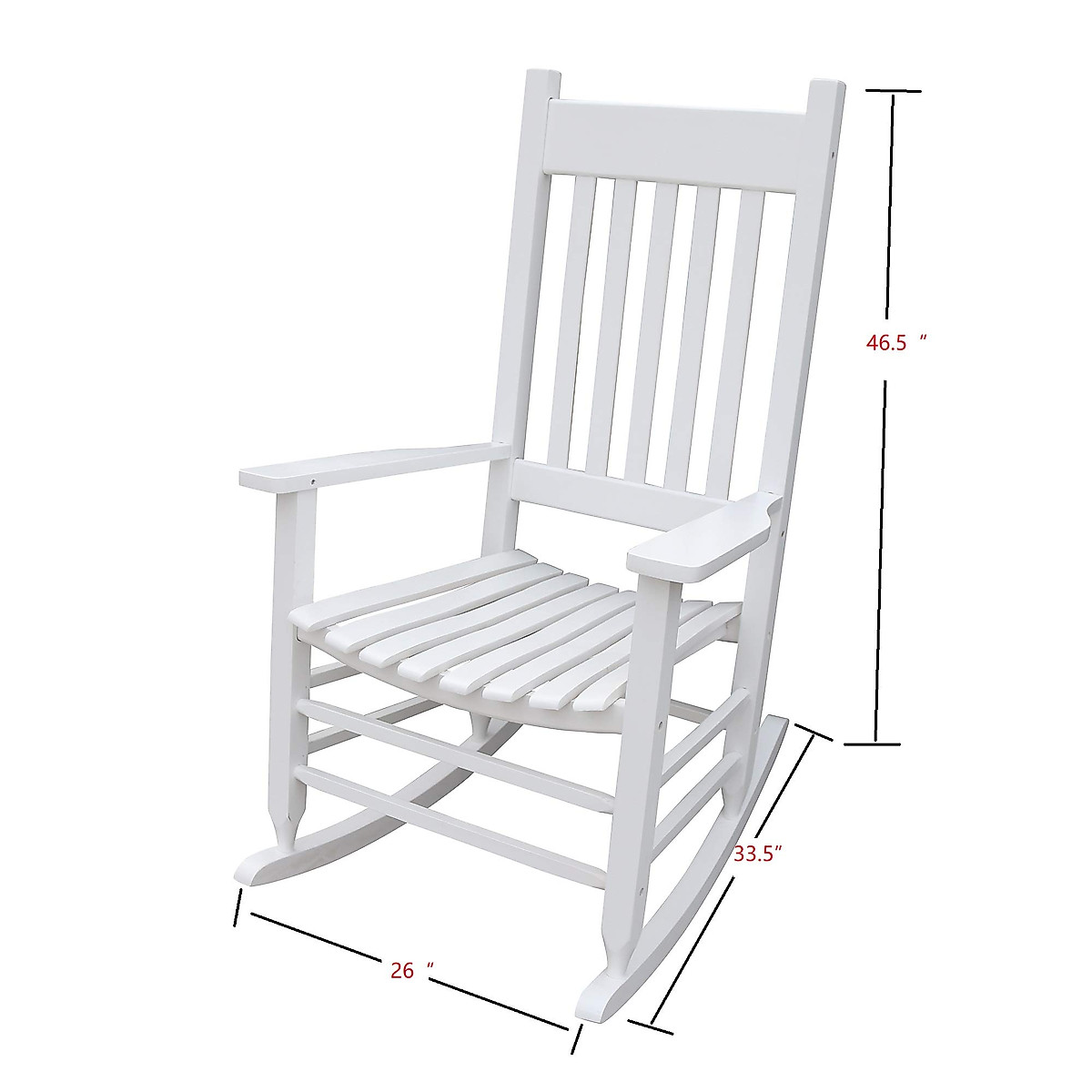 AGaati Solid Hard Wood Rock Chairs Wooden High -Foot Chairs Porch Rock Chairs Solid Wood Comfortable and Wide Seat Safe and Solid Board White Suitable for Balcony Porch