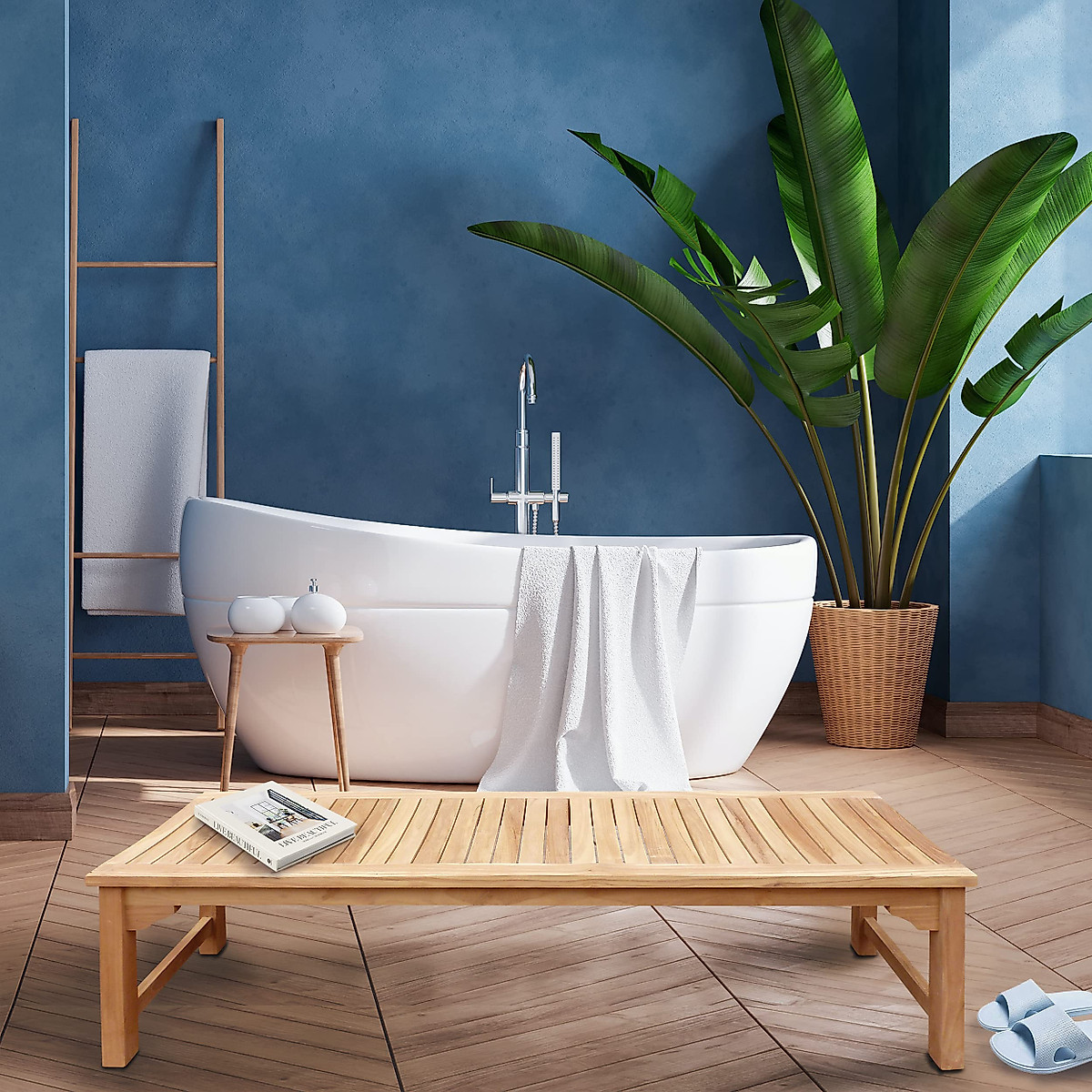 Teak Wood Lagos Bathroom Shower Bench, 6 Foot