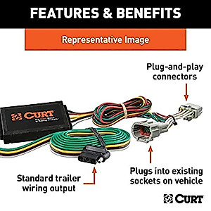 CURT 56284 Vehicle-Side Custom 4-Pin Trailer Wiring Harness, Fits Select Honda HRV