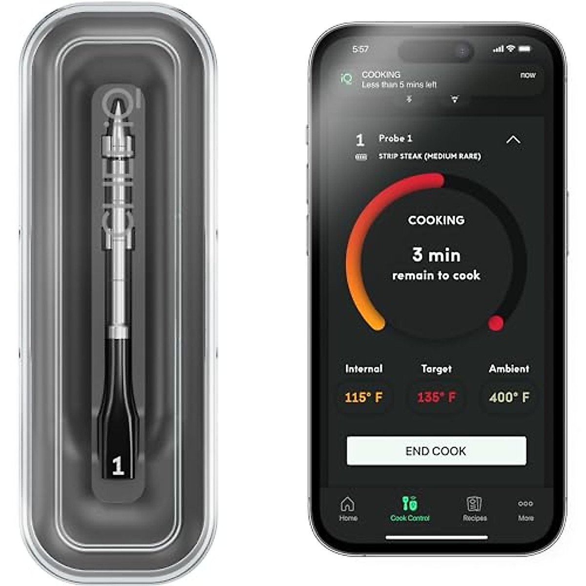 CHEF iQ Sense Smart Wireless Meat Thermometer with Ultra-Thin Probe, Unlimited Range Bluetooth Meat Thermometer, Digital Food Thermometer for Remote Monitoring of BBQ Grill, Oven, Smoker, Air Fryer