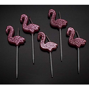 Birthday Candles - 1st Birthday Candle - Flamingo Candles - 5th Birthday Candles -Pink Flamingo Candles - Wedding Love Candles for Cake (Flamingo/Pink Glitter)