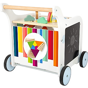 Small Foot Wooden Toys Premium Sweet Elephant Baby Walker & 5-in-1 Activity Center Designed for Toddlers 12+ Months