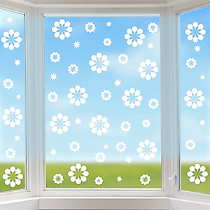 200Pcs Daisy Wall Decals Peel and Stick White Daisy Stickers Flower Wall Stickers Daisy Flower Wallpaper Window Clings Polka Dots Art Murals Wall Decal for Kids Baby Girls Bedroom Living Room Decor