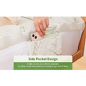 Bamboo Mattress Topper with 1 Pillow Protector, Side Pocket, Waterproof Mattress Protector, Cooling Extra Thick Breathable Mattress Pad Cover,8-21” Deep Pocket- Queen