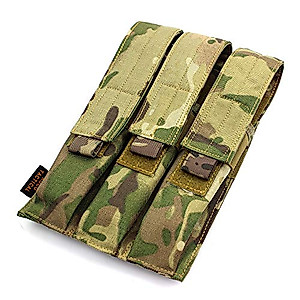 ROCOTACTICAL Tactical Molle Magazine Pouch, Open Top, Kriss Tactical Triple Mag Pouch, Molle Triple Tactical Mag Pouch (CP Multicam)