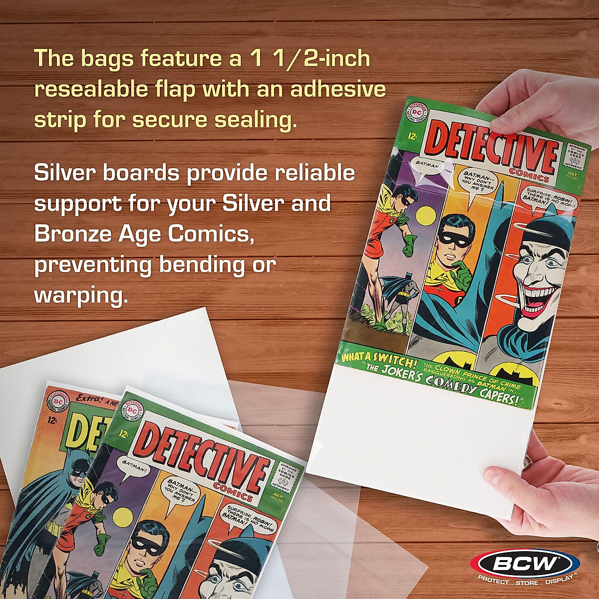 (100) Silver Age Resealable Clear Comic Book Bags & Backer Boards by BCW
