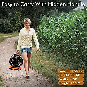 40000mAh Rechargeable Camping Fan, Battery Operated Fan with Light & Remote, 12" Portable Outdoor Fan, Auto Oscillating Battery Powered Floor Fan for Tent RV Car Travel Jobsite Hurricane Power Outages