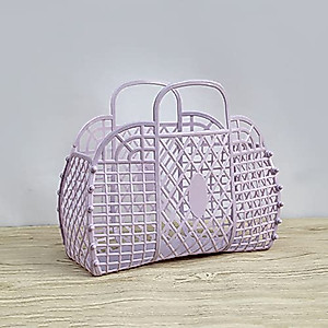 80's Retro Style Jelly Purse Retro Jelly Beach Bag Summer Child Bag Plastic Storage Basket Kids Baby Wedding Flower Girl Bachelorette Favors Boo Bags (021Lilac)