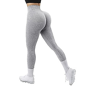 RXRXCOCO Women Seamless Butt Lifting Leggings TIK Tok Booty Lifting Leggings for Women Workout Gym High Waisted Yoga Pants Grey Medium