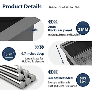 32 Undermount Black Kitchen Sink - Lordear 32x19 Inch Kitchen Sink Ledge Workstation Gunmetal Black 16 Gauge Stainless Steel Single Bowl Under Counter Kitchen Sink Basin with Accessories